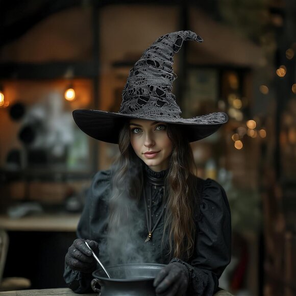 Other | Wicked Witch Hat Broken Holes Adult Witches Hat Halloween ...